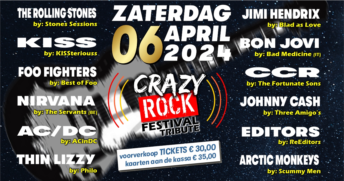 Crazy Rock Festival tribute aankondiging - CrazyRockFestival